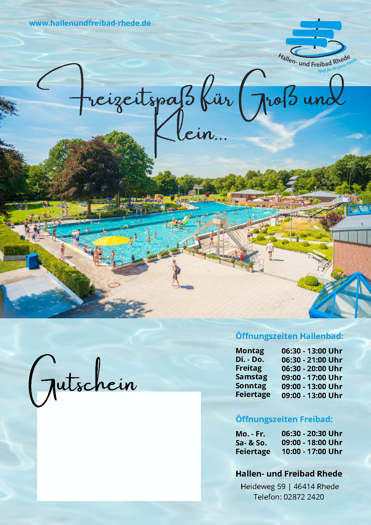 Wertgutschein. Hallen- und Freibad Rhede